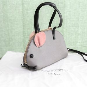 kate spade | Bags | Katespade Rare Cats Meow Leather Gray Mouse Bag ...
